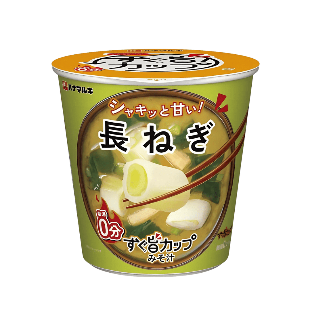 Hanamaruki Japan Instant Miso Soup Cup NAGA NEGI 11.1g Spring Onion Fl ...